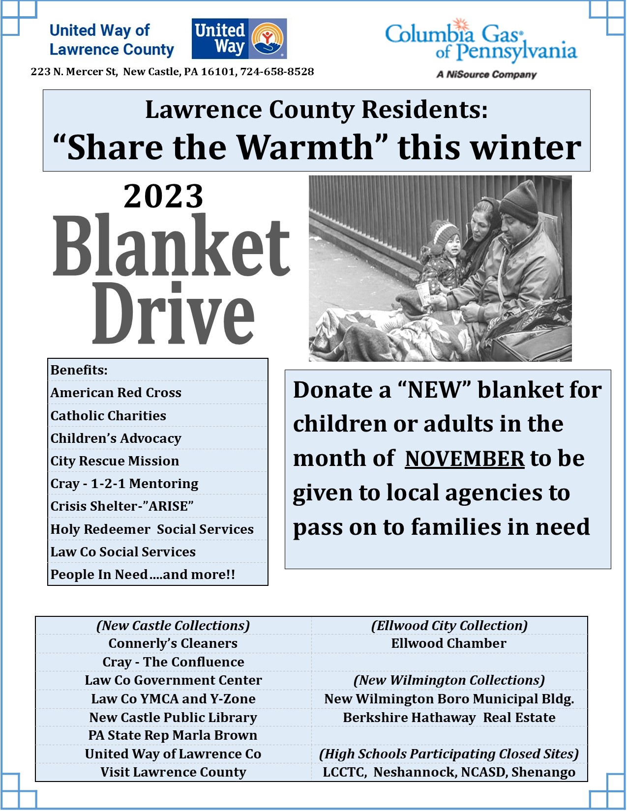 Annual Blanket Drive - UNITED WAY OF LAWRENCE COUNTY
